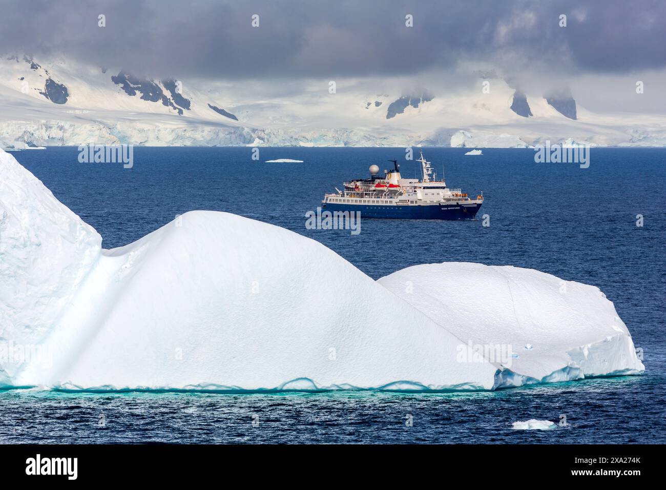 Cruise ship Ocean Adventurer, Gerlache Strait, Palmer Archipelago ...