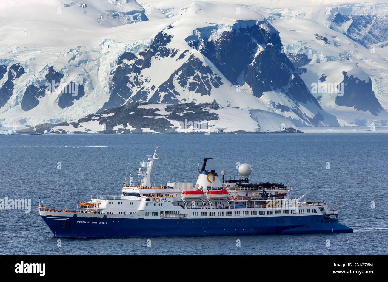 Cruise ship Ocean Adventurer, Gerlache Strait, Palmer Archipelago ...