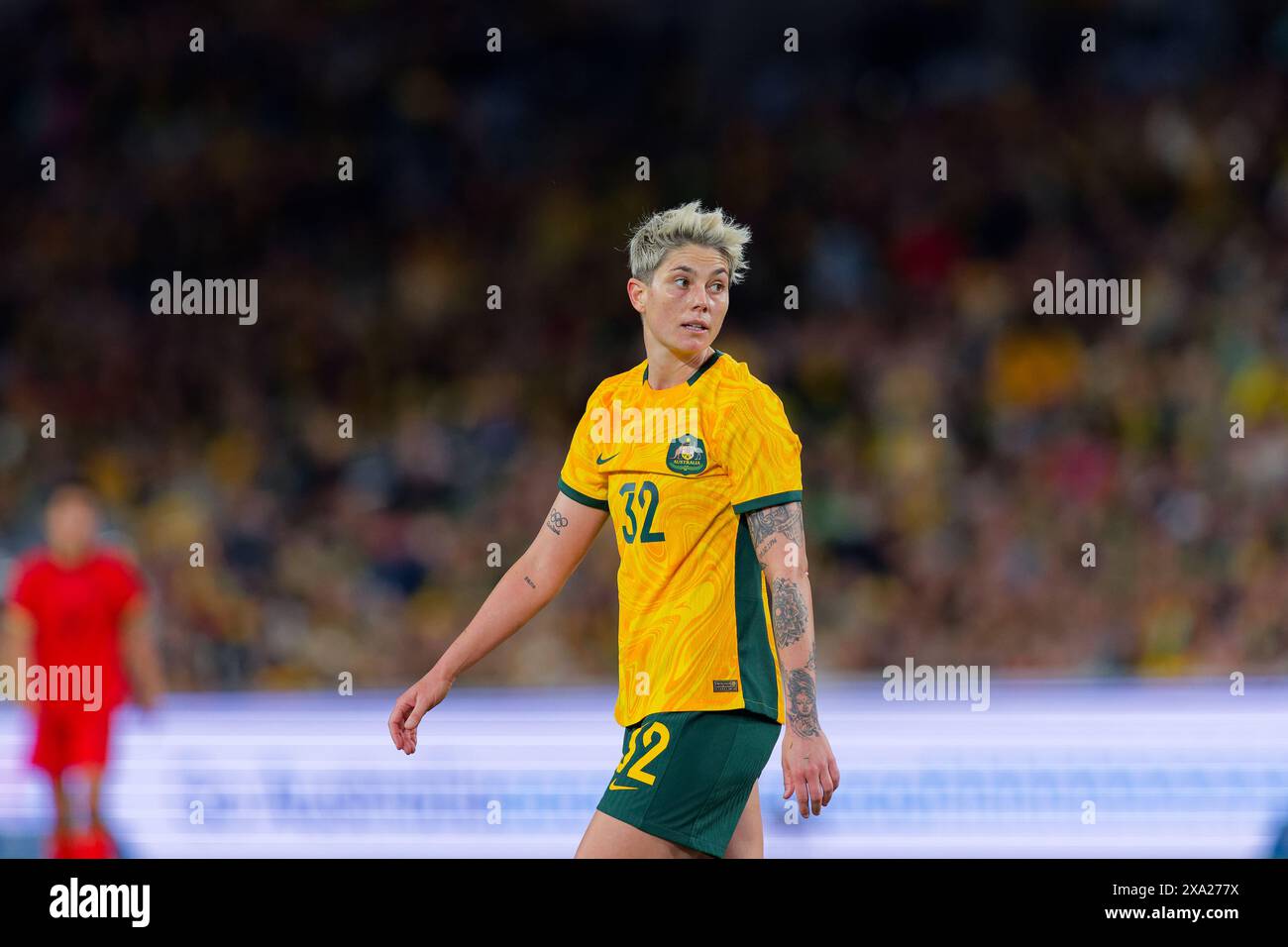 Michelle Heyman of Australia looks on during the international friendly ...