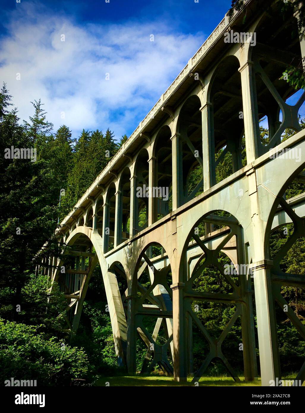 A scenic view of Heceta Head bridge from the eastern side of the ...