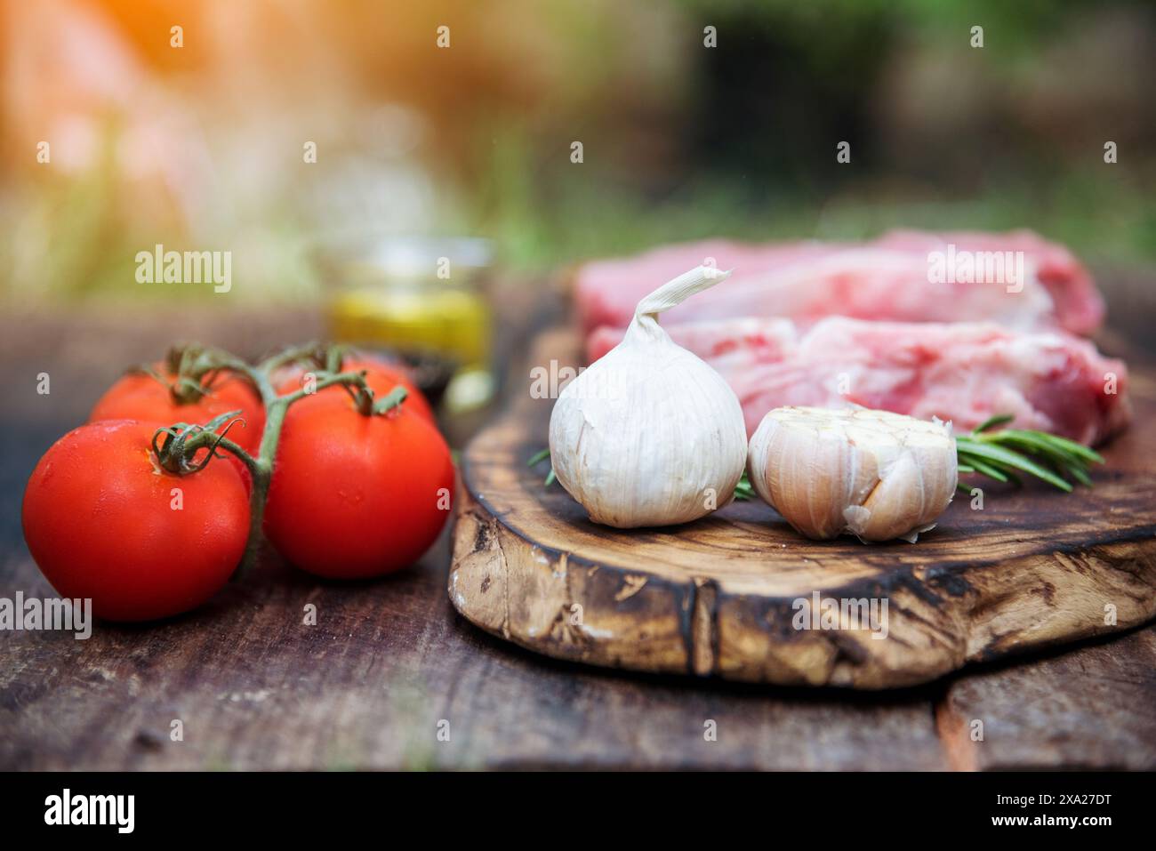 Top view raw beef meat steak ingredient uncooked cuisine on wooden ...