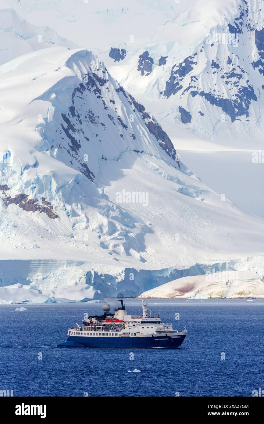 Cruise ship Ocean Adventurer, Gerlache Strait, Palmer Archipelago ...