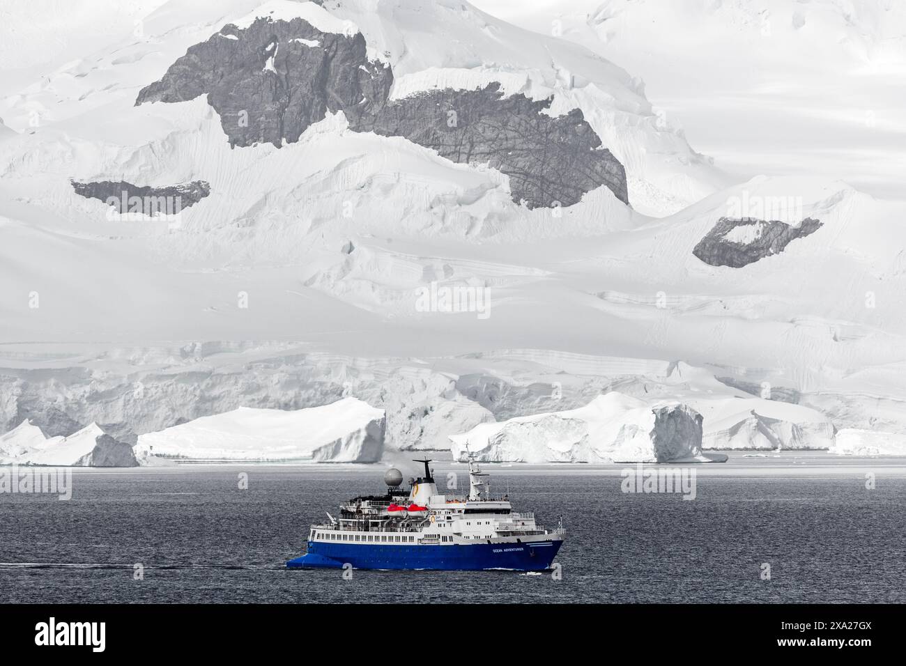 Cruise ship Ocean Adventurer, Gerlache Strait, Palmer Archipelago ...