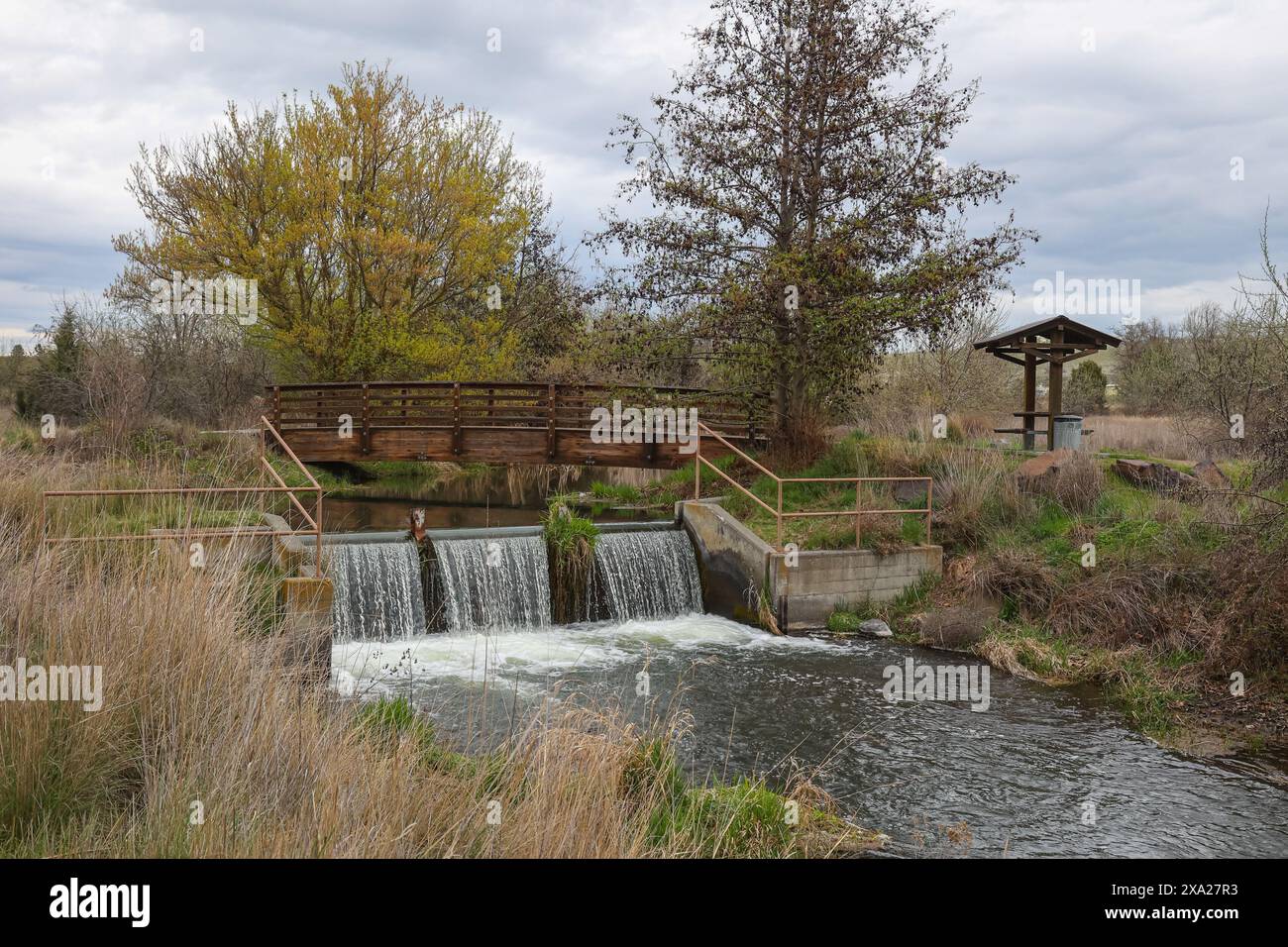 McNary Wildlife Refuge trails and walking paths parallel a stream and ...