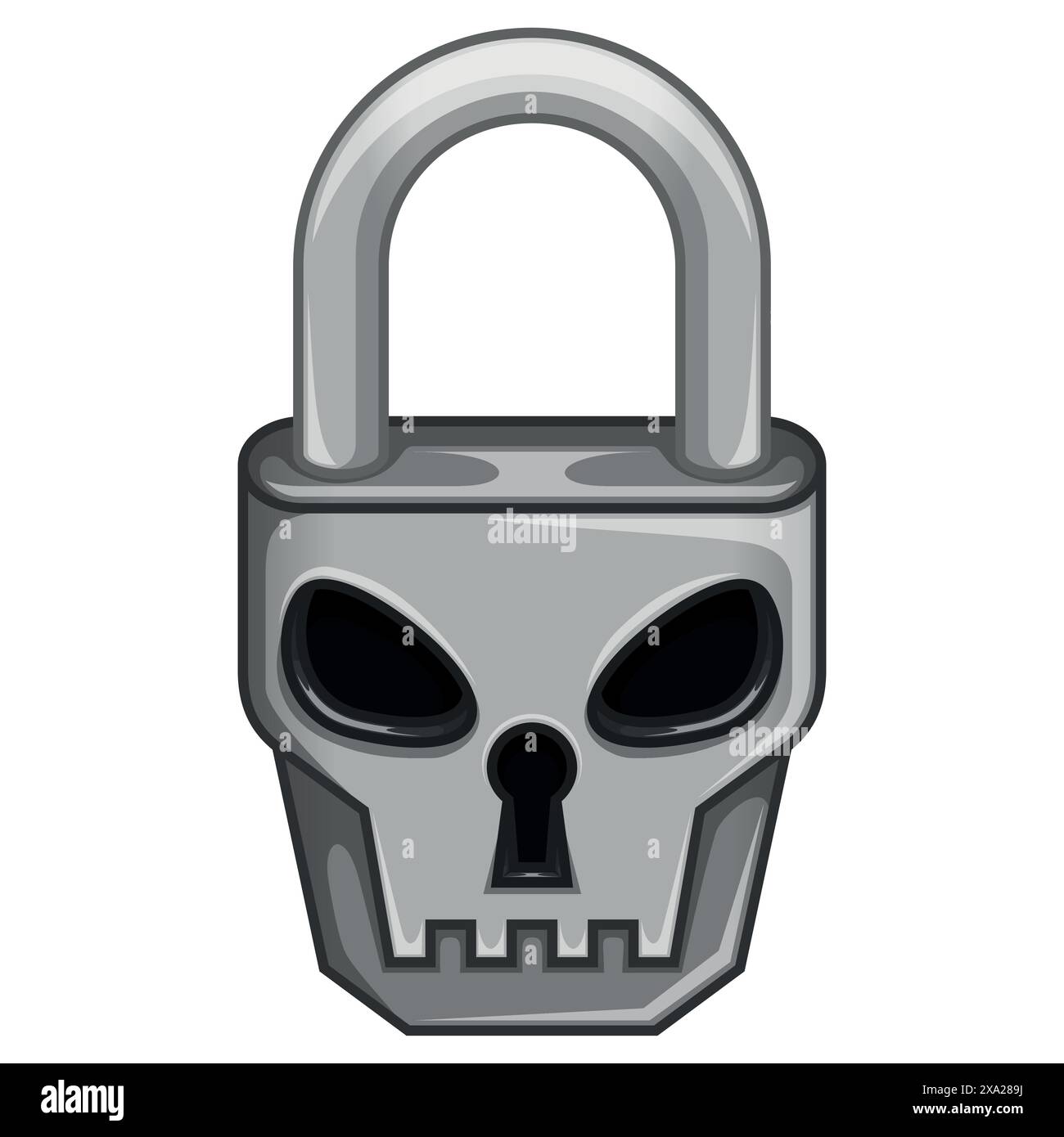 Vector design of Padlock in the shape of a skull, Padlock with a ...