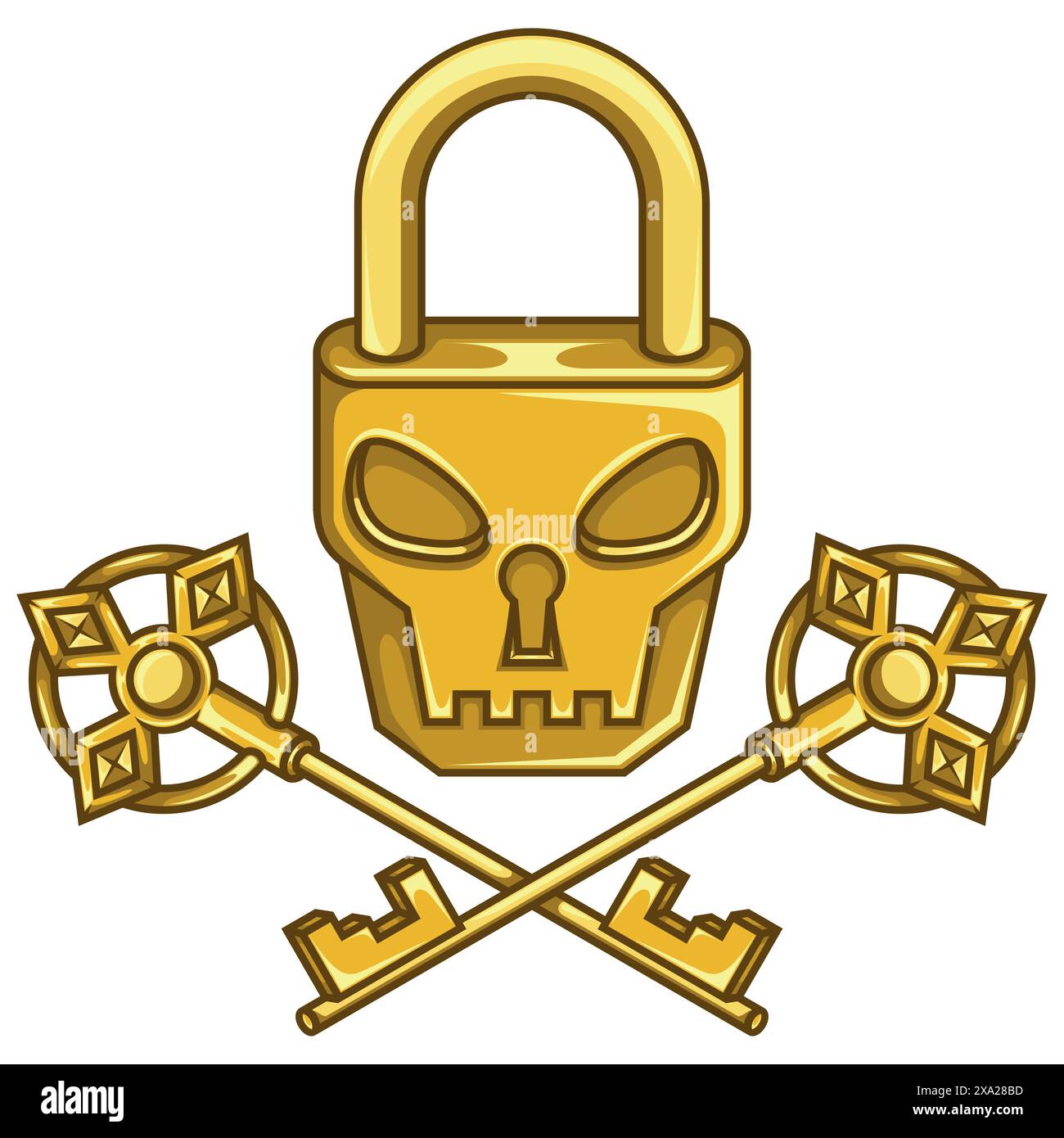 Vector design of Skull-shaped padlock with old keys, Padlock with a ...