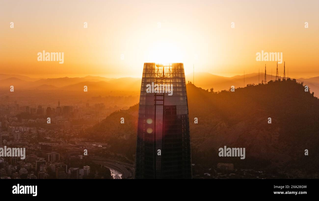 An aerial cityscape of Santiago, Chile captured by a drone Stock Photo ...