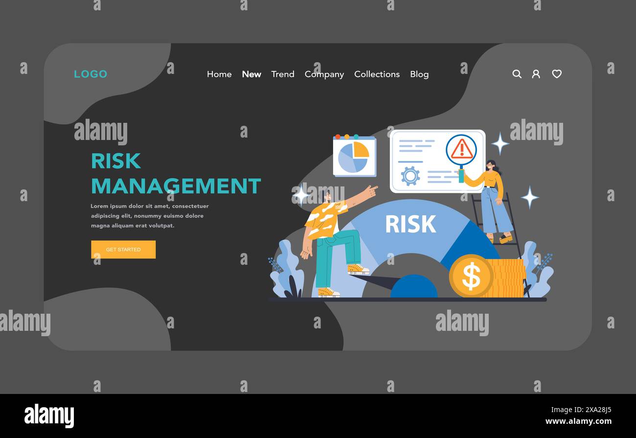 Strategy and management night or dark mode web or landing page ...