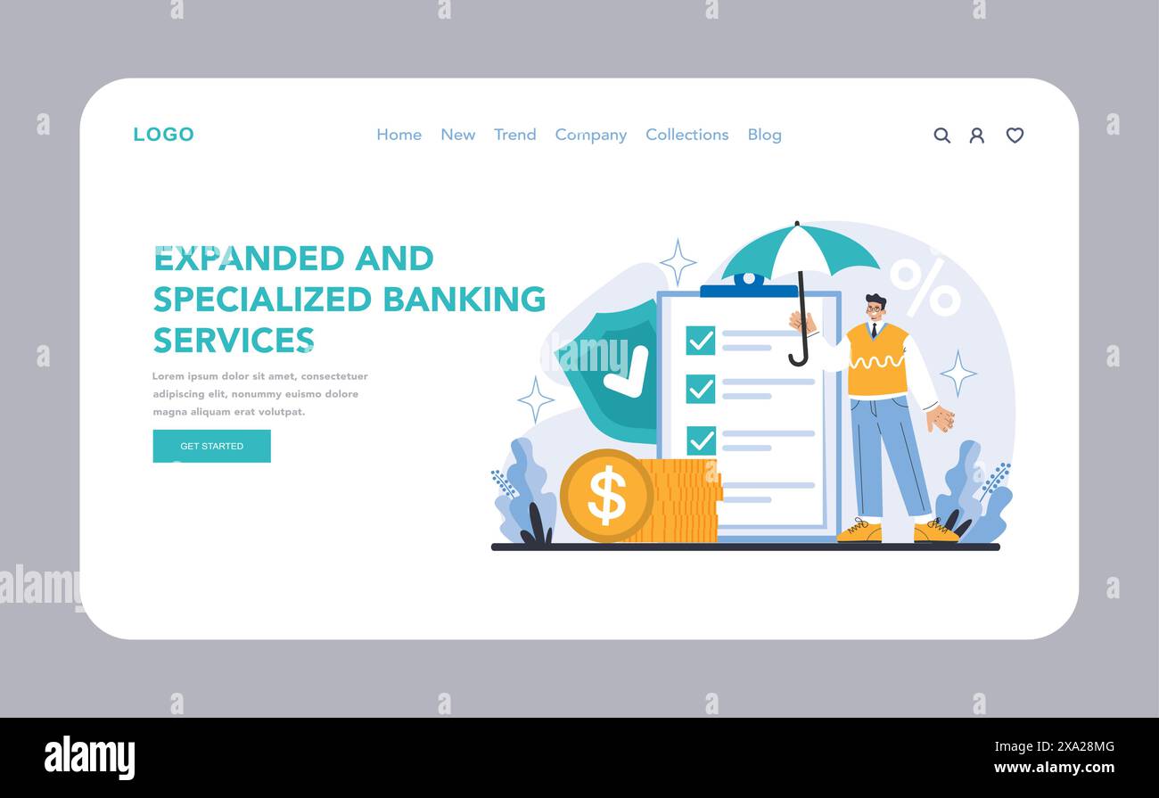 Expanded and specialized banking services web or landing page. Comprehensive financial solutions ...