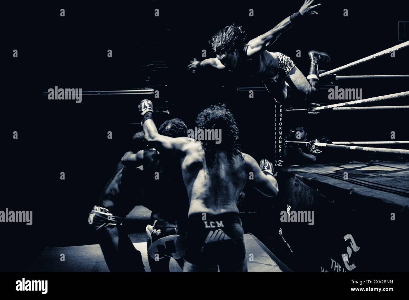 Vintage wrestling match photo with wrestlers in action Stock Photo - Alamy
