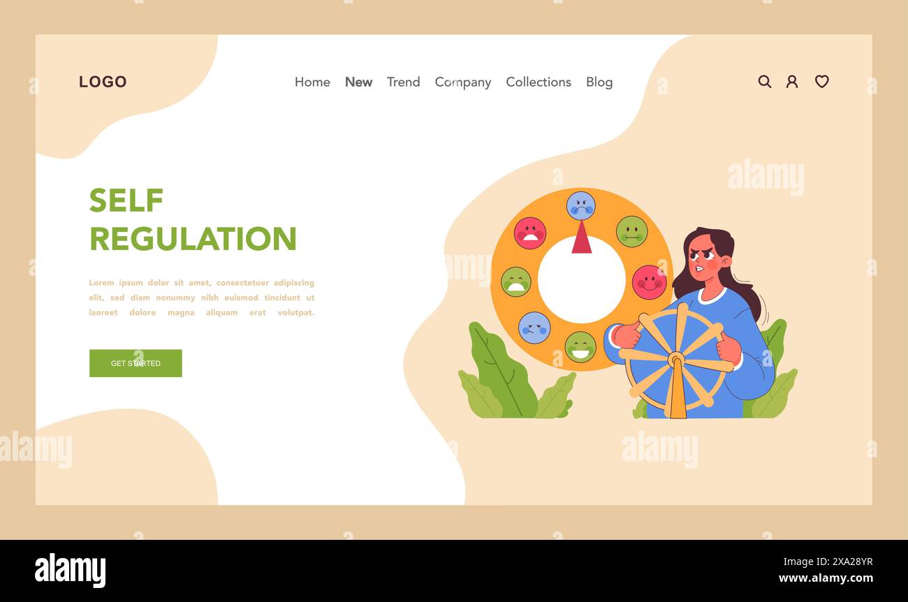 Self Regulation concept. A focused individual manages emotions using a ...