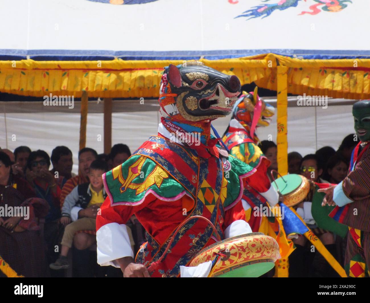 The monks and traditional mask dancing performances by monks Stock ...