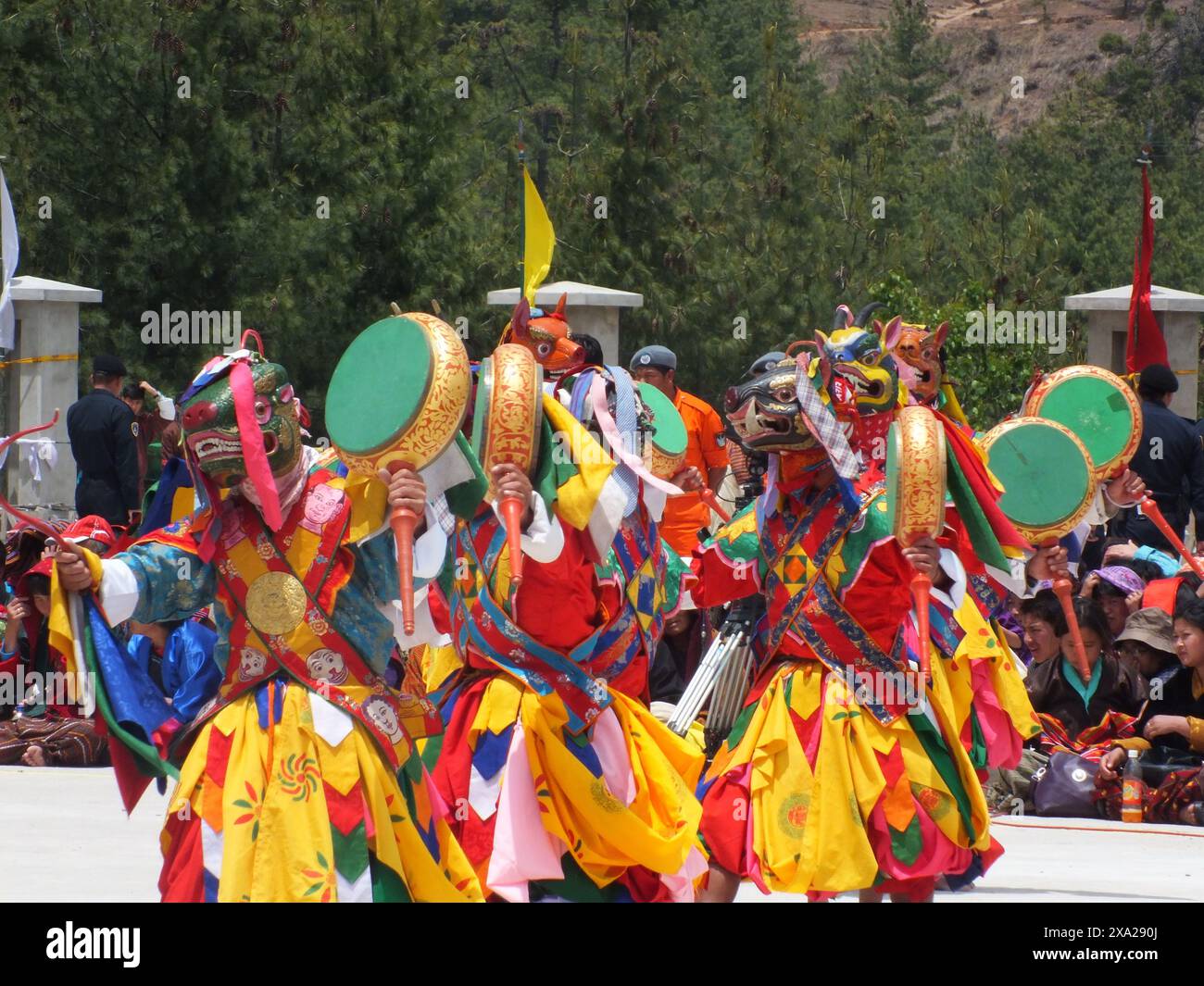 The monks and traditional mask dancing performances by monks Stock ...