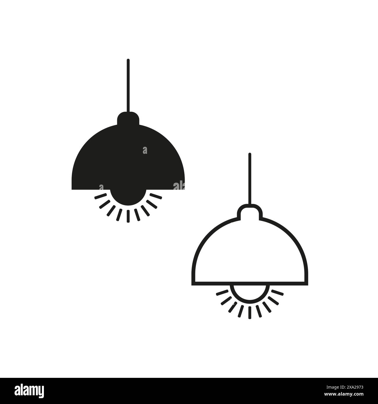 Hanging pendant lamps with light rays vector. Black and white ceiling ...