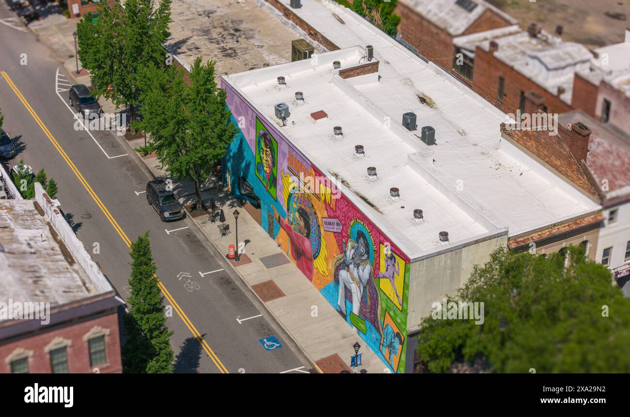 Colorful mural on a large building in Downtown Augusta, Georgia Stock ...