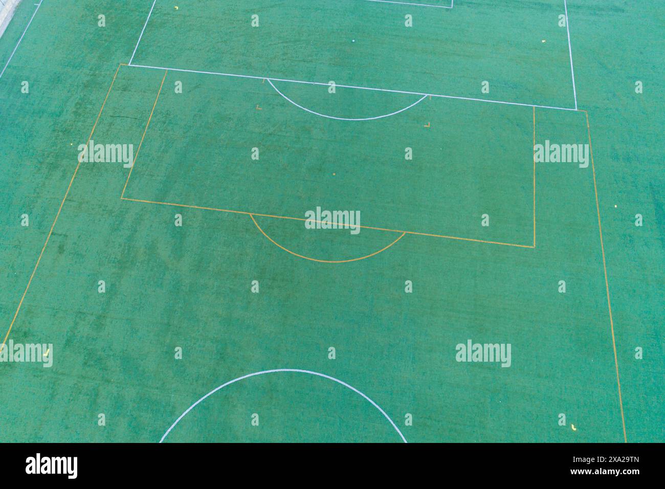 artificial grass soccer field aerial view with drone Stock Photo - Alamy