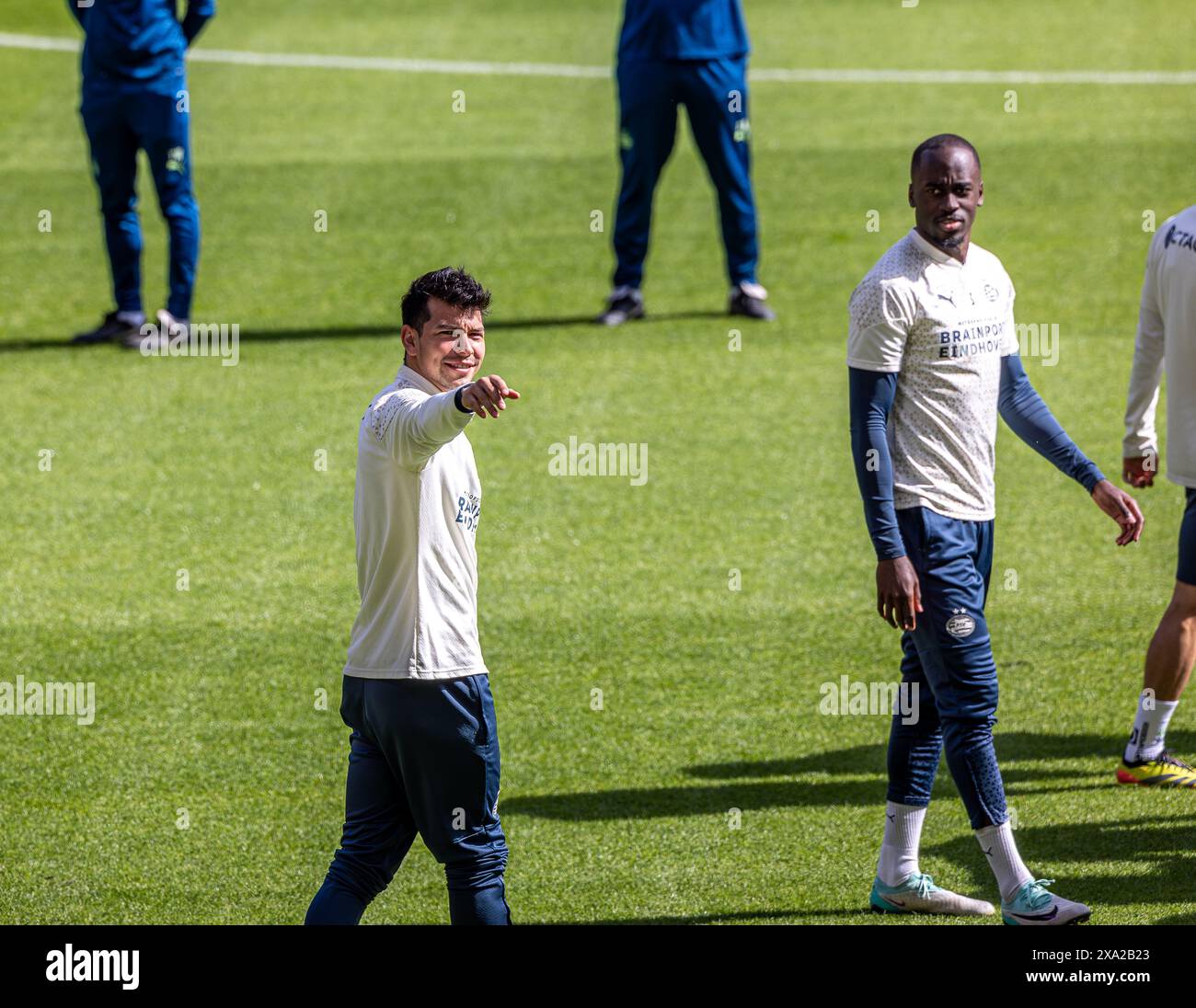 The open training Dutch football club PSV EINDHOVEN with Mexican player ...