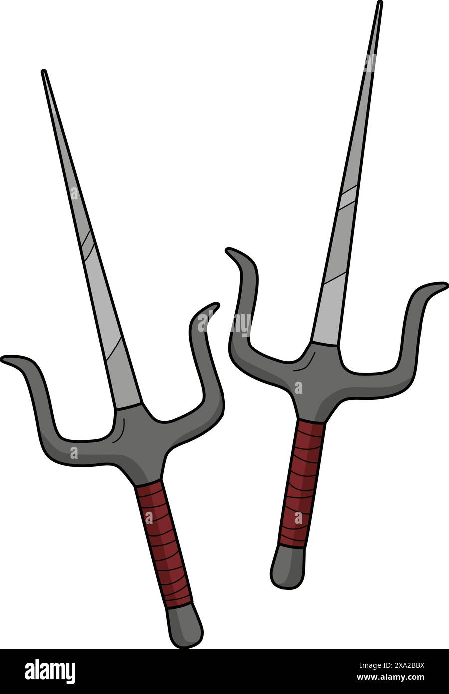 Ninja Twin Sai Cartoon Colored Clipart Stock Vector Image & Art - Alamy