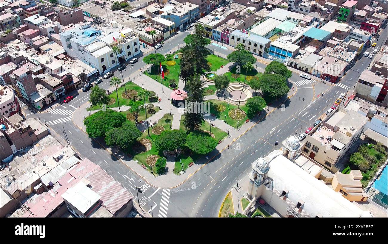 Plaza de Armas Surco district of the capital in Lima - Peru. South ...