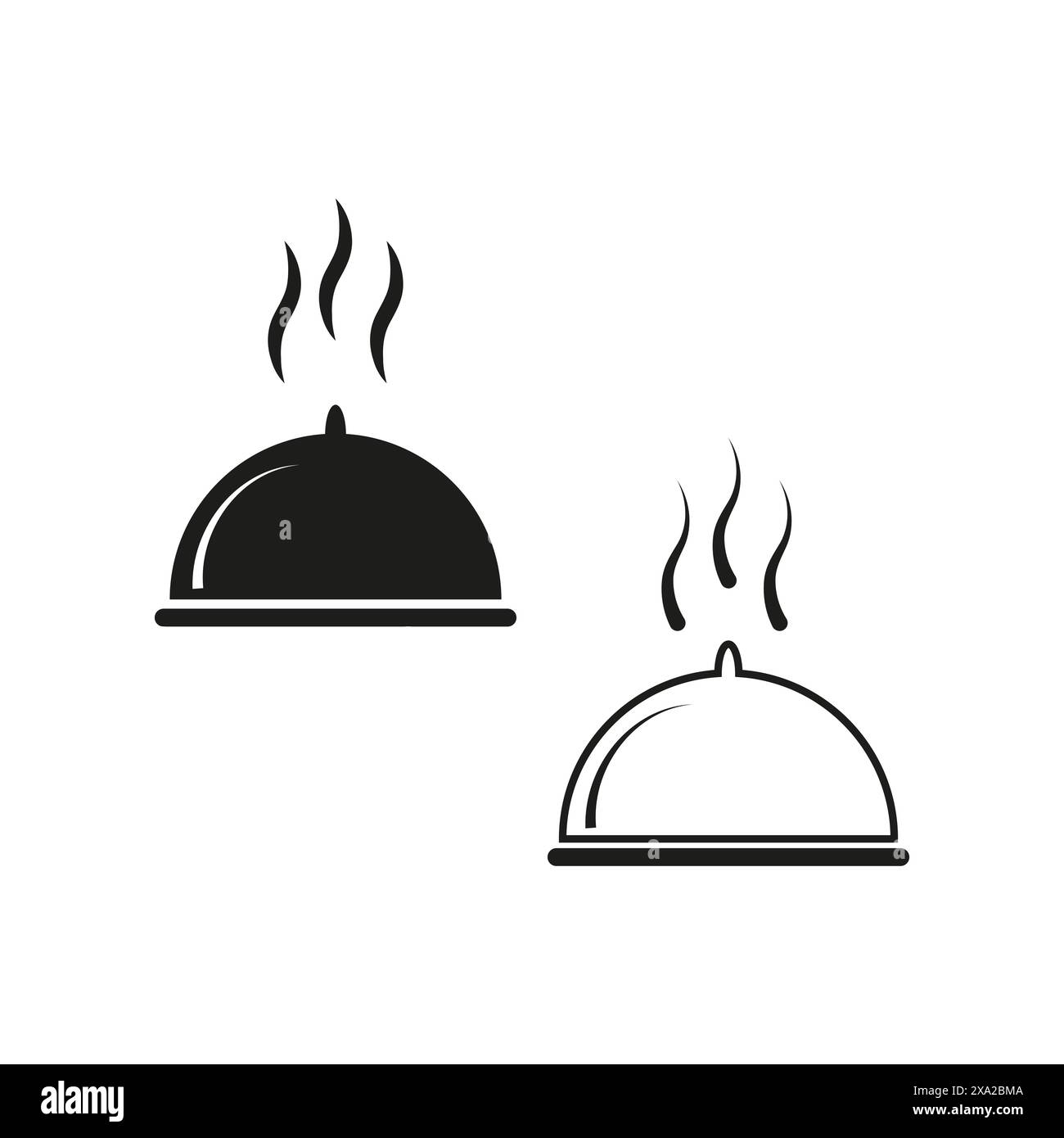 Serving dish Vector icons. Hot food cloche with steam symbols. Kitchen ...