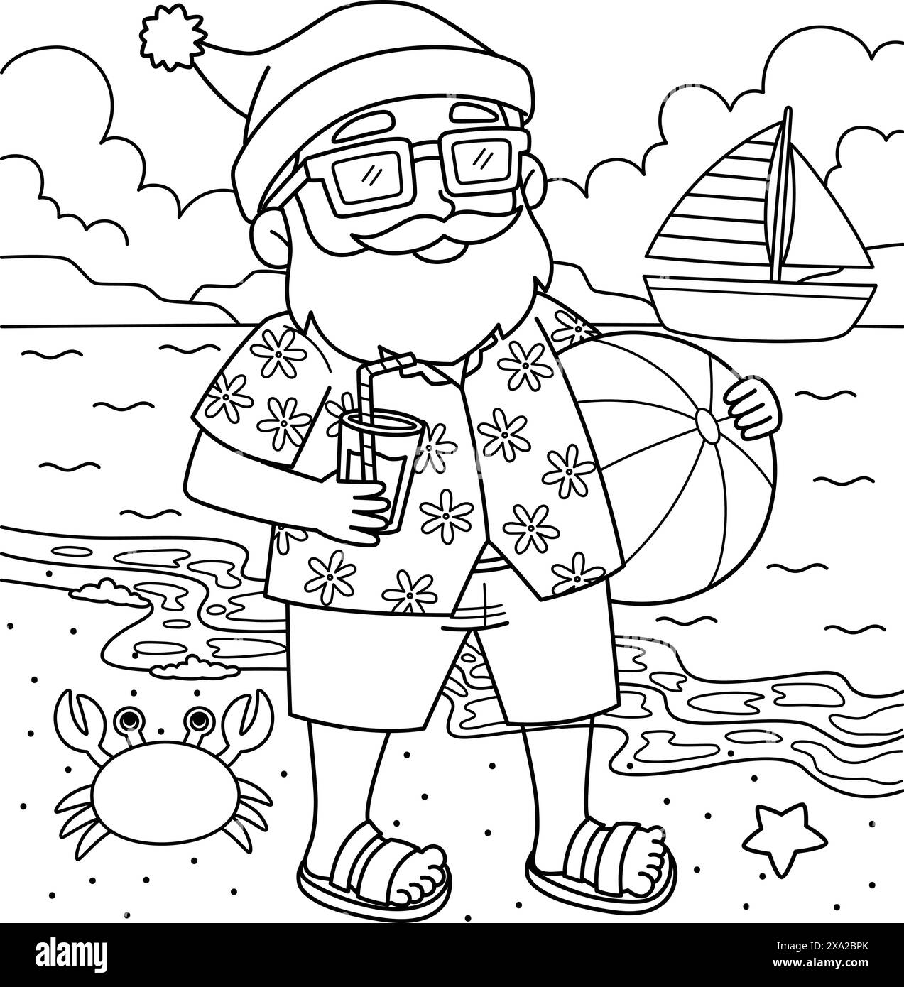 Christmas in July Santa Summer Outfit Coloring Stock Vector Image & Art ... Christmas in July Santa Summer Outfit Coloring Stock Vector Image & Art ...