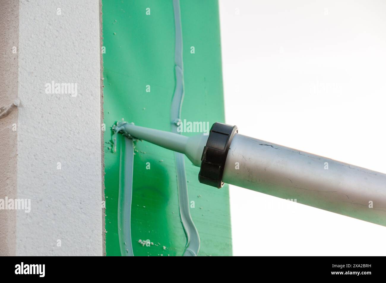 A close-up of a prefabricated house construction site in Germany ...