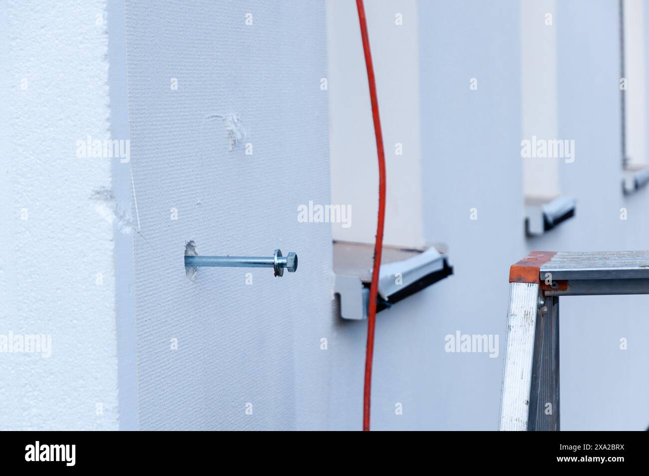 A close-up of a prefabricated house construction site in Germany ...