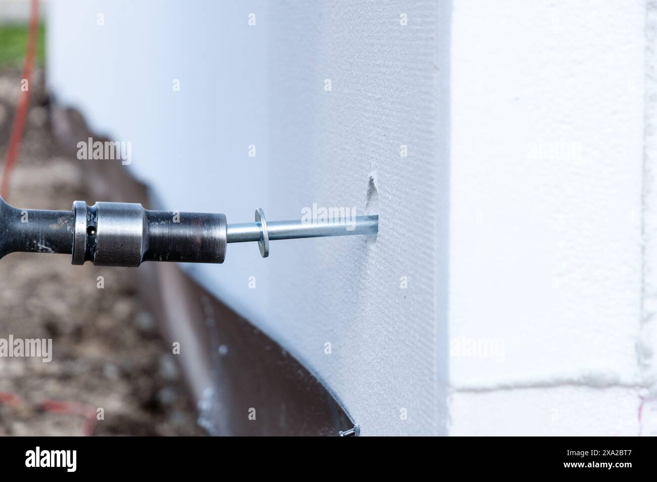 A close-up of a prefabricated house construction site in Germany ...