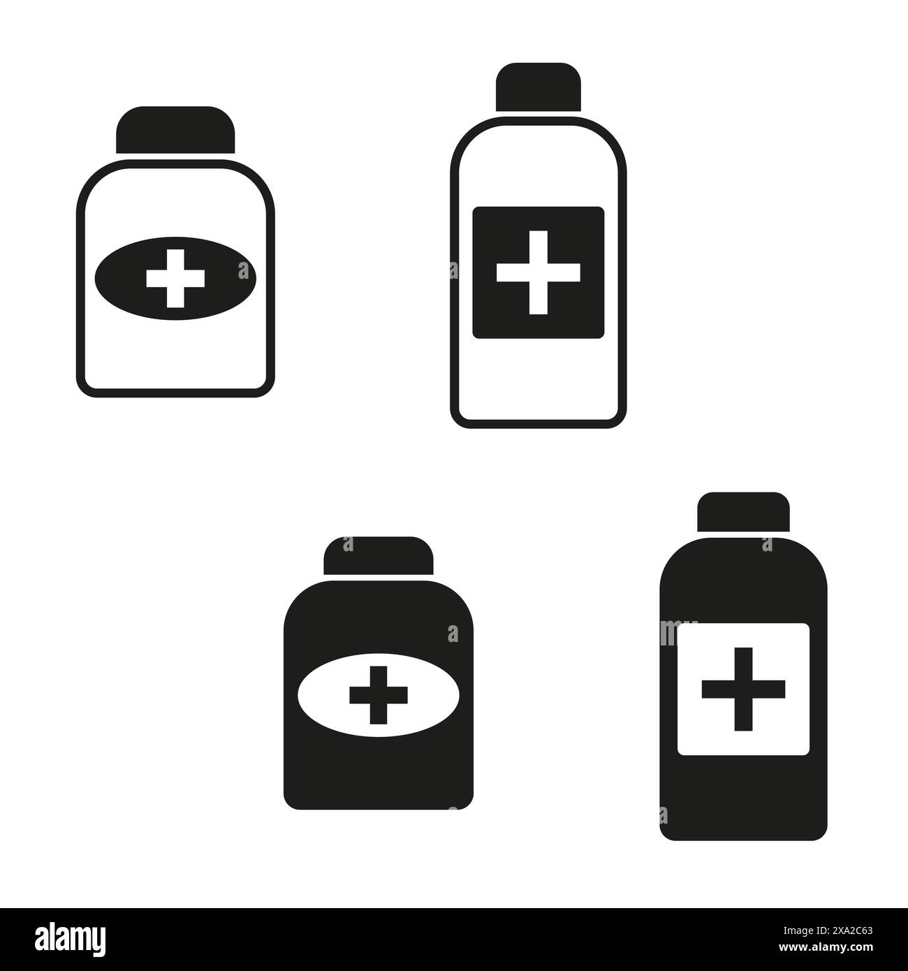 Medicine bottle icon. Medical cross symbol. Healthcare vector graphic ...