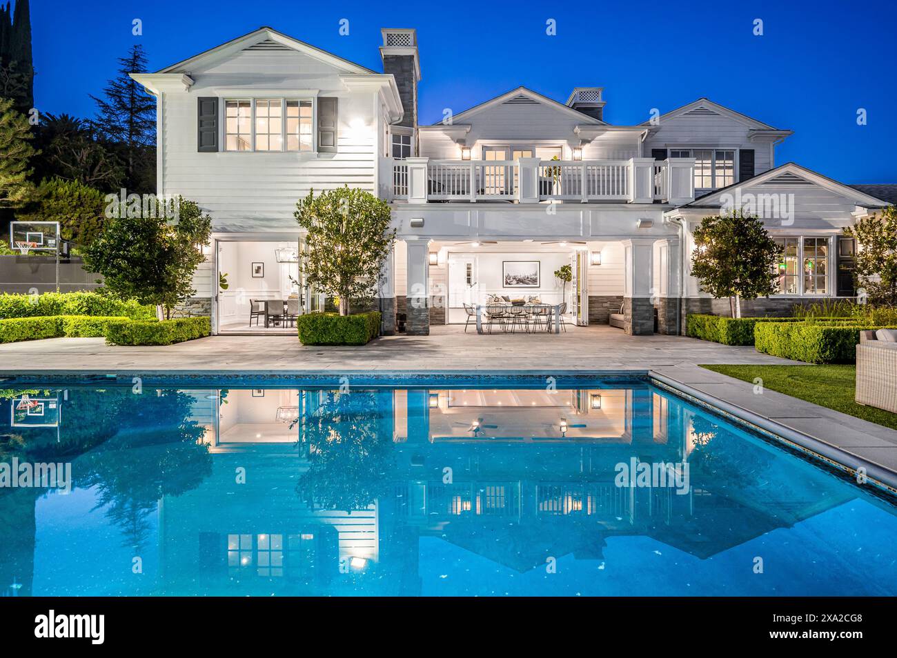 A modern Encino California home with a pool, newly constructed Stock ...