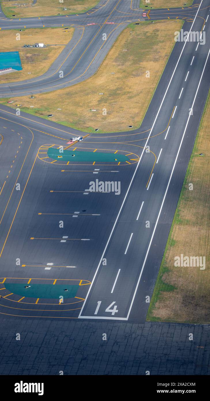 An aerial shot of Boston's Logan International Airport runways with ...