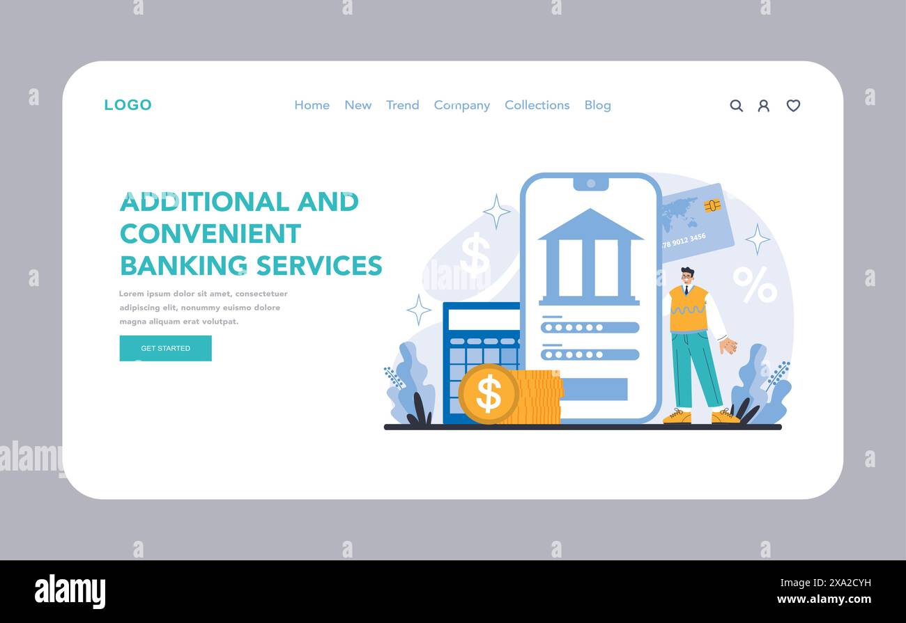 Mobile banking web or landing page . Streamlined mobile banking ...