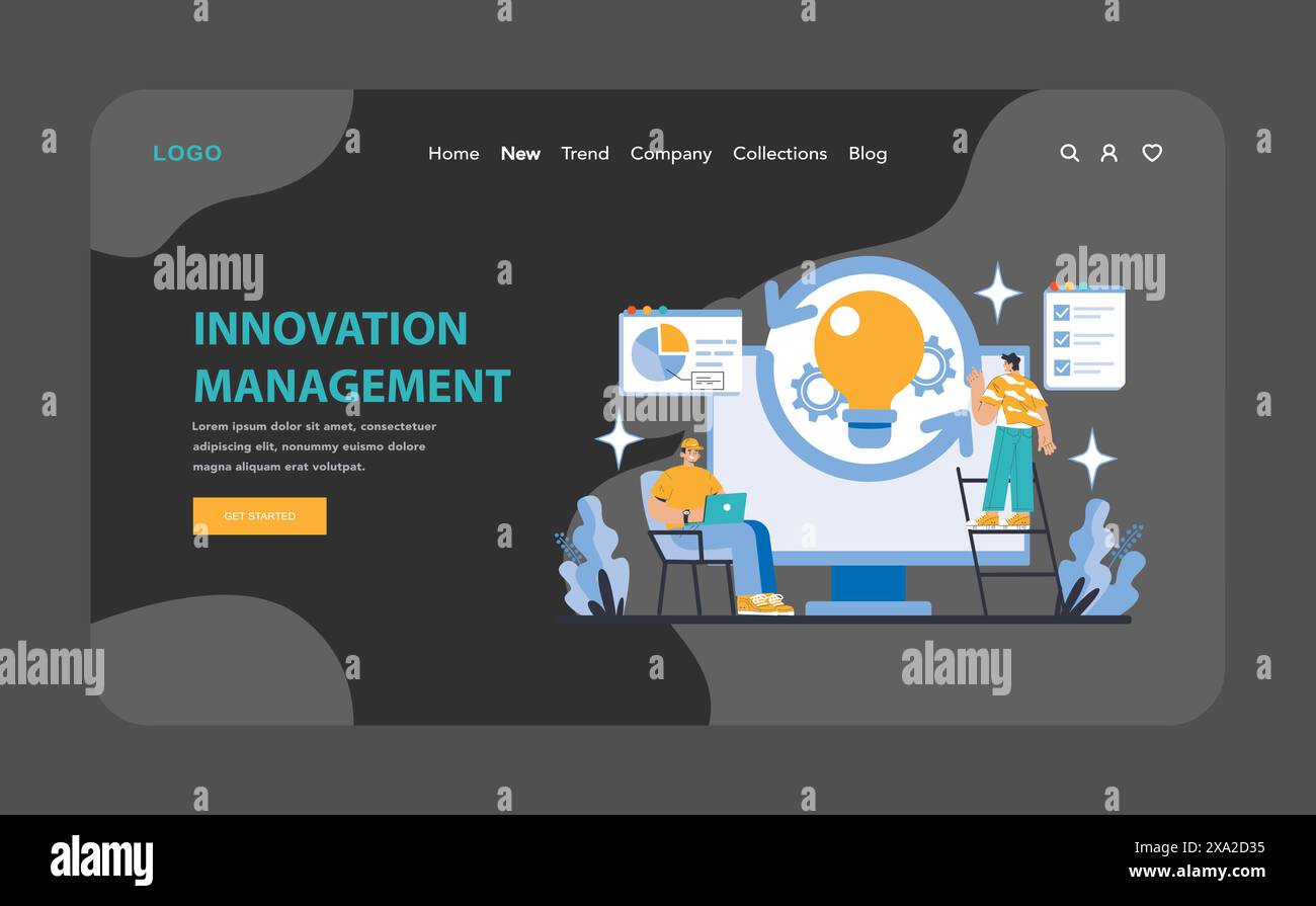 Innovation Management night or dark mode web or landing page ...
