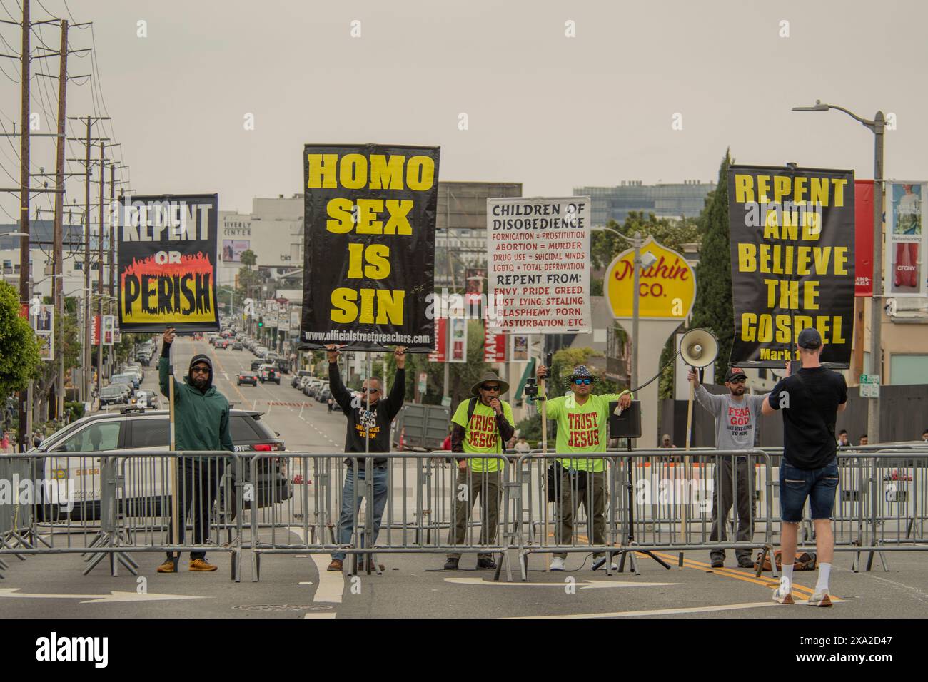 In the picture people againts weho parade. Tens of thousands of people ...