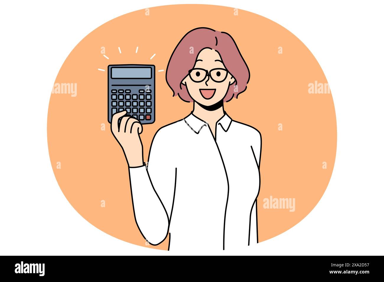 Woman accountant with calculator for calculating tax on company profits ...