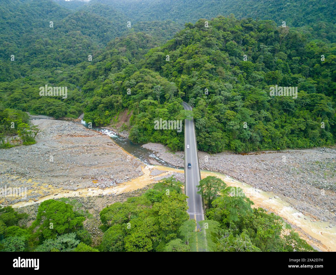An aerial view of Route 32 (Zurqui) in Costa Rica with Sucio and ...