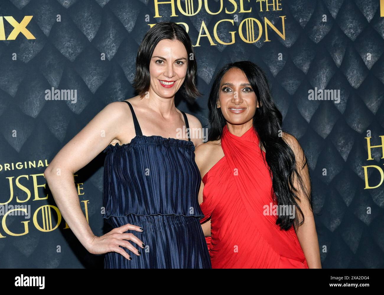 Catherine Goldschmidt, left, and Geeta Patel attend the premiere of HBO ...