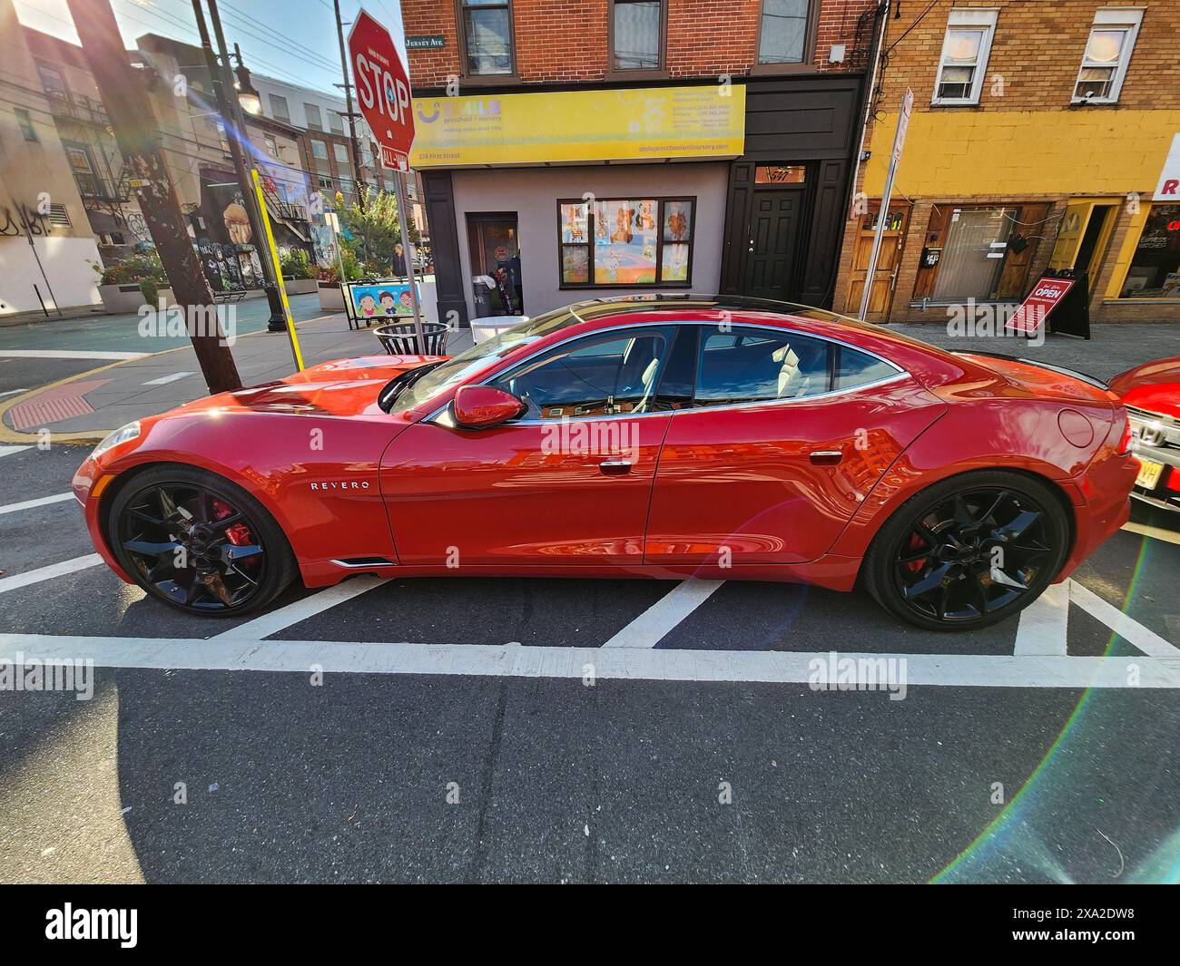 New York City, USA - October 24, 2023: Fisker Karma Revero red sport ...