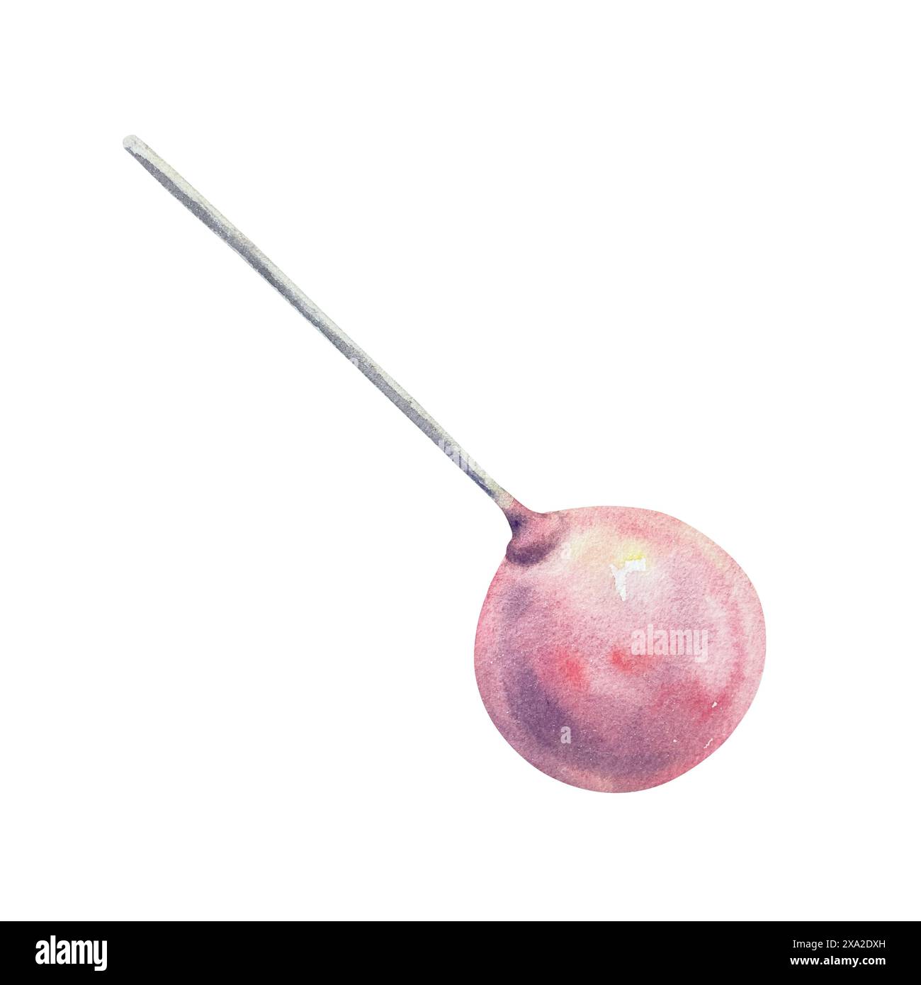 Cake pop with strawberry glaze. Pink sponge cake on a stick. Hand drawn ...