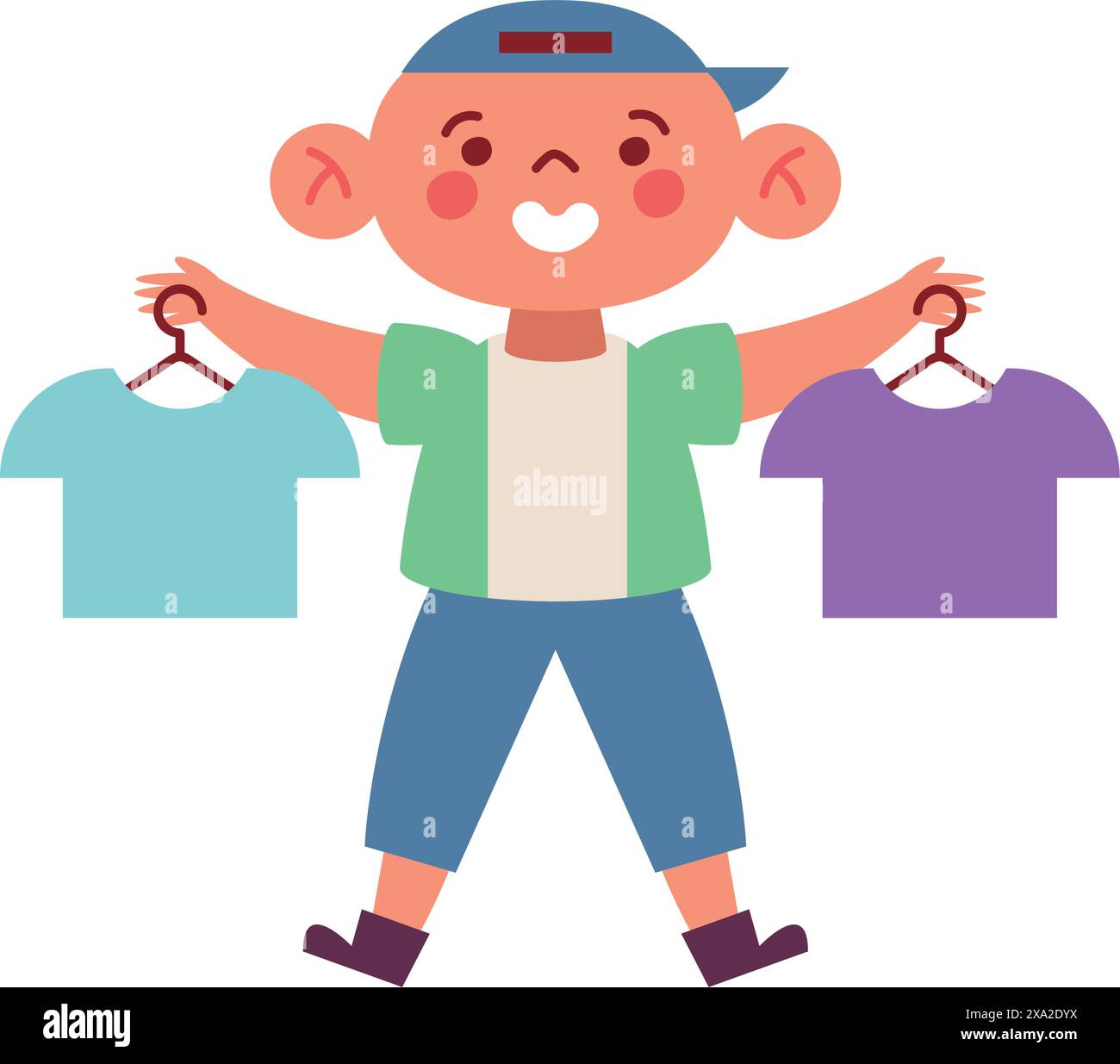 cute boy with clothes for donation cartoon Stock Vector Image & Art - Alamy