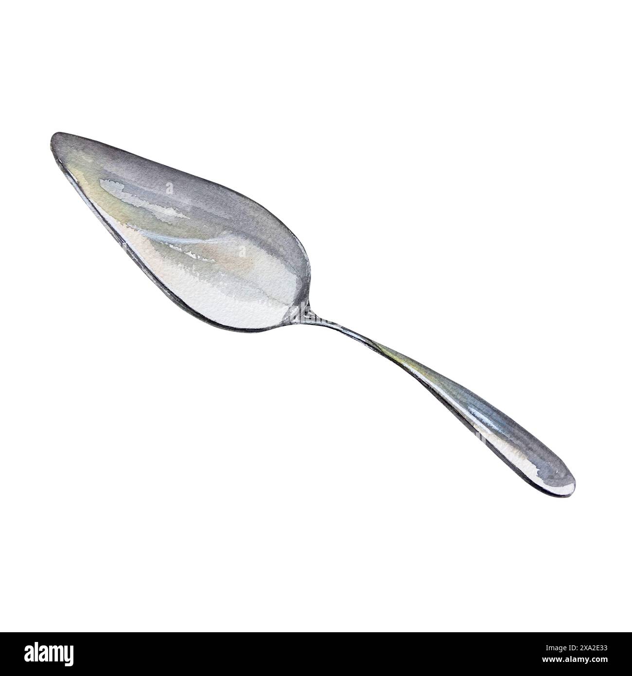 Cake spatula, metal. Hand drawn watercolor illustration isolated on ...