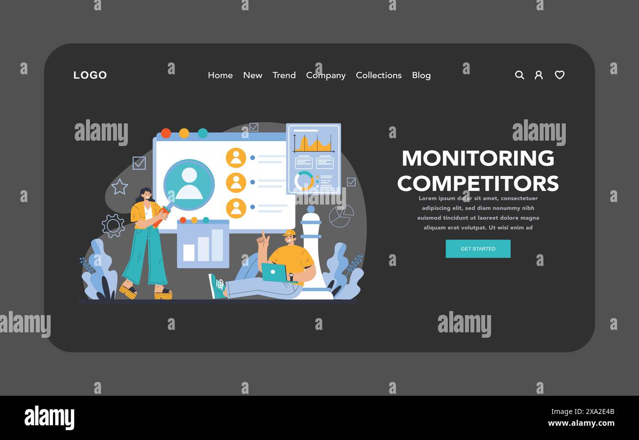 Trend watching dark or night mode web or landing. Specialist tracking ...