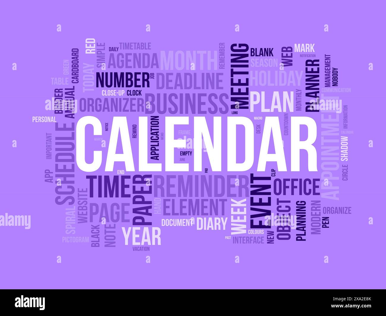 Calendar word cloud template. Diary planning concept vector tagcloud ...