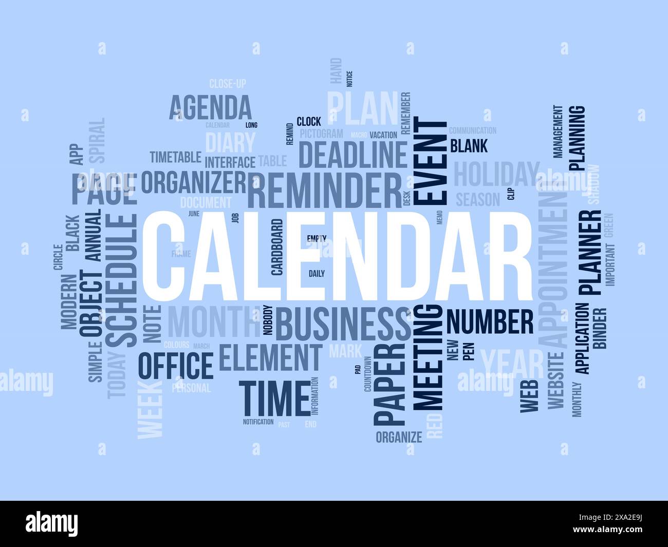 Calendar word cloud template. Diary planning concept vector tagcloud ...