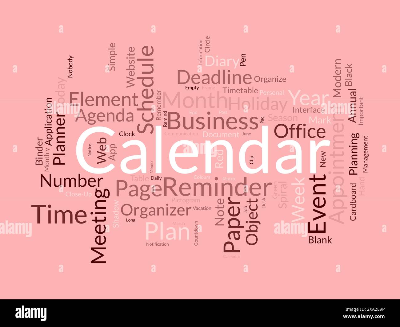 Calendar word cloud template. Diary planning concept vector tagcloud ...