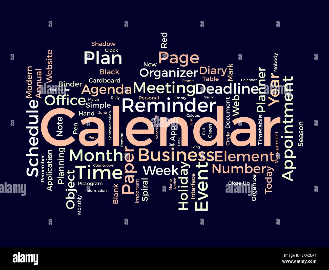 Calendar word cloud template. Diary planning concept vector tagcloud ...