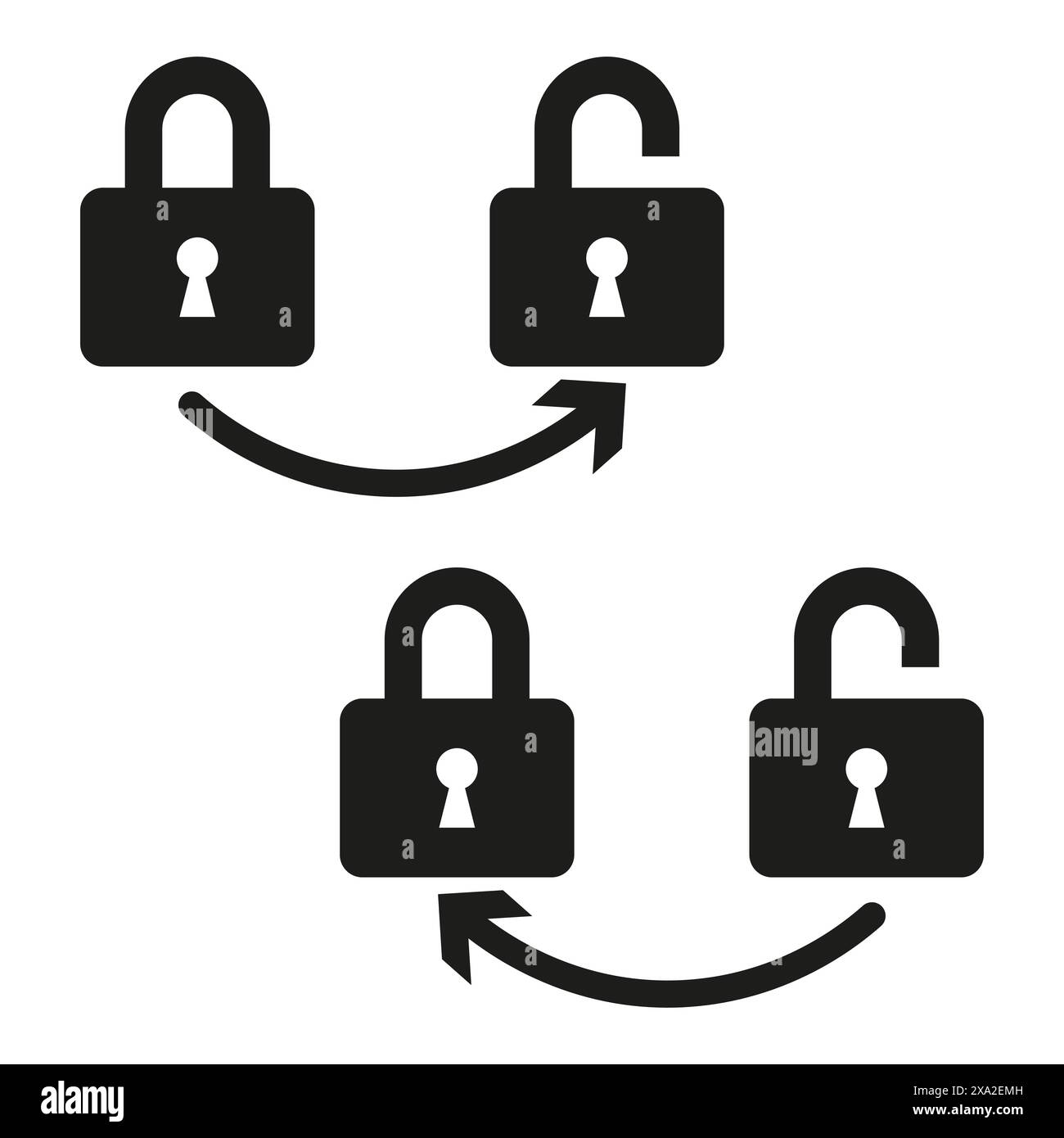 Lock and unlock. Security icons. Arrow exchange. Vector symbols Stock ...