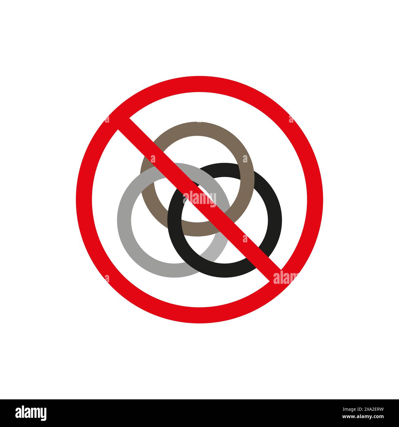 No interlocking rings. Prohibition sign. Red circle symbol. Vector ...