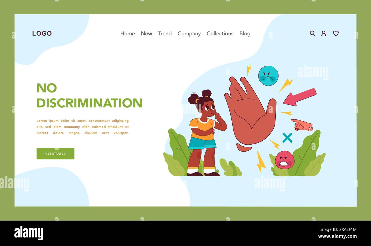 Child rights concept. Black little girl stands against symbols of ...