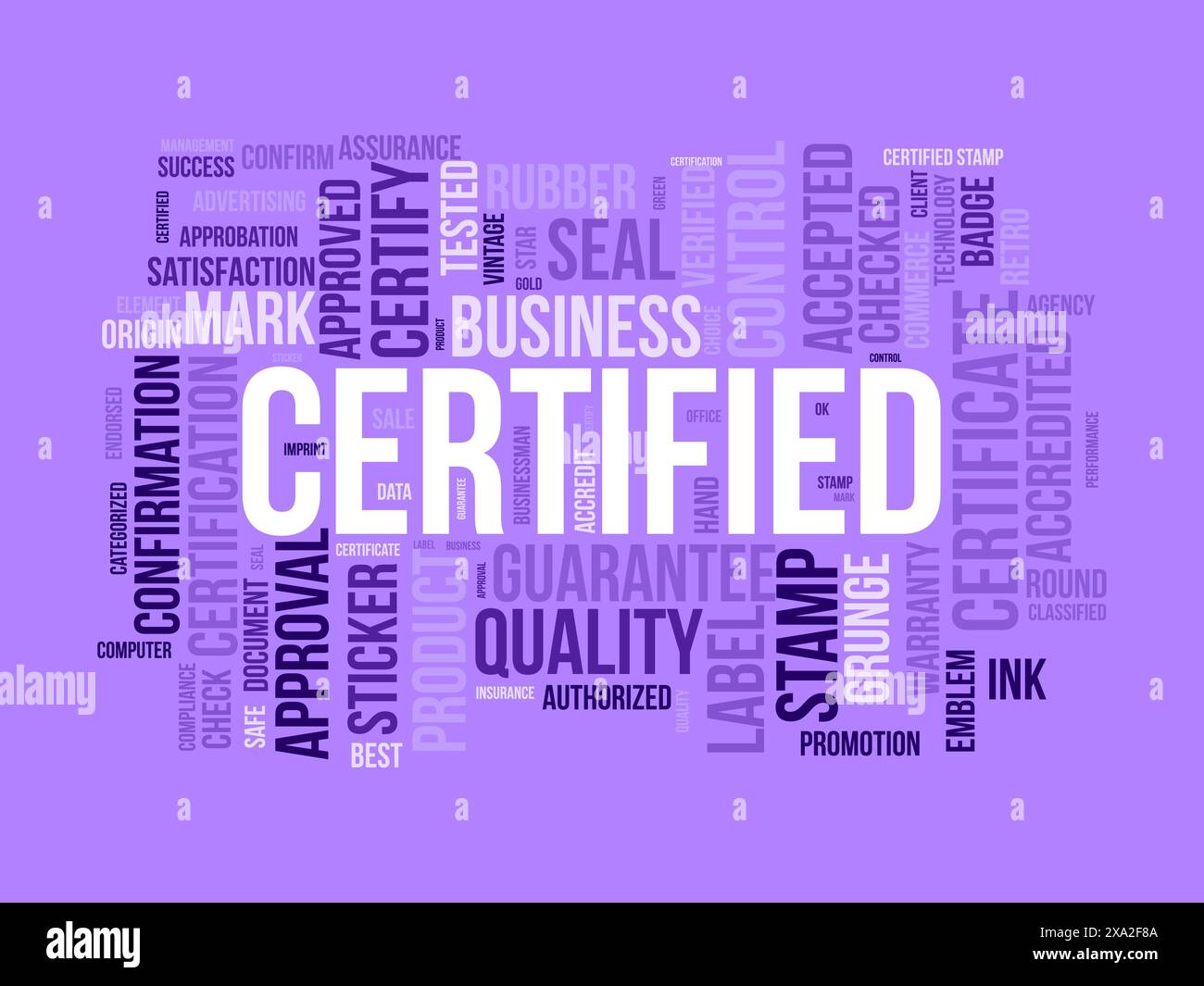Certified word cloud template. Guarantee approval concept vector ...